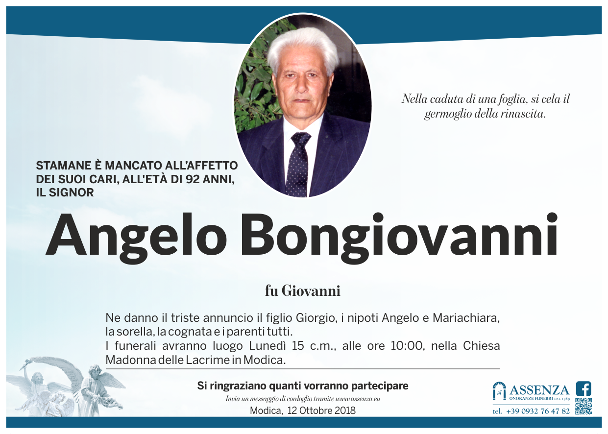 Necrologi: Angelo Bongiovanni - Ragusa Oggi