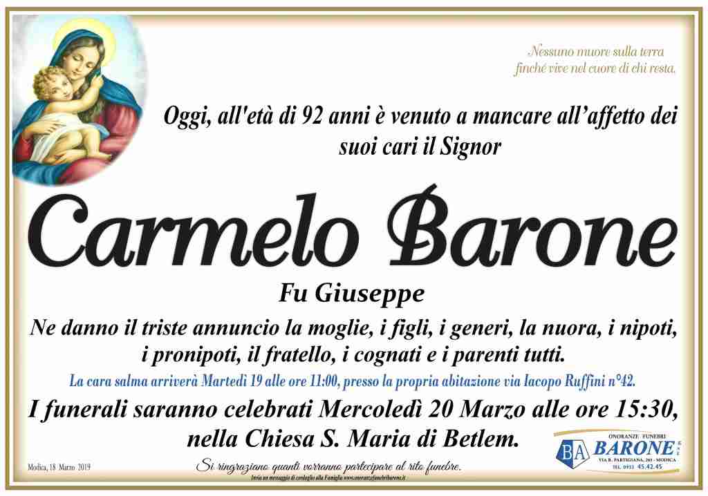 Necrologi: Carmelo Barone - Ragusa Oggi