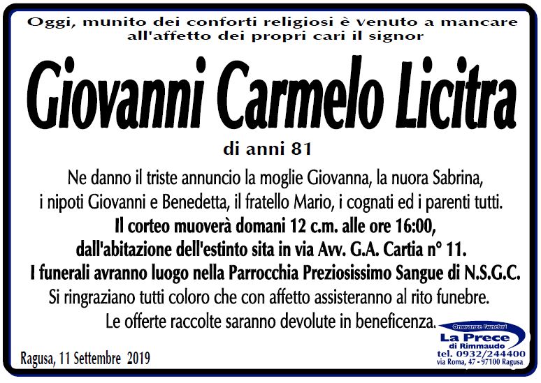 Necrologi: Giovanni Carmelo Licitra - Ragusa Oggi