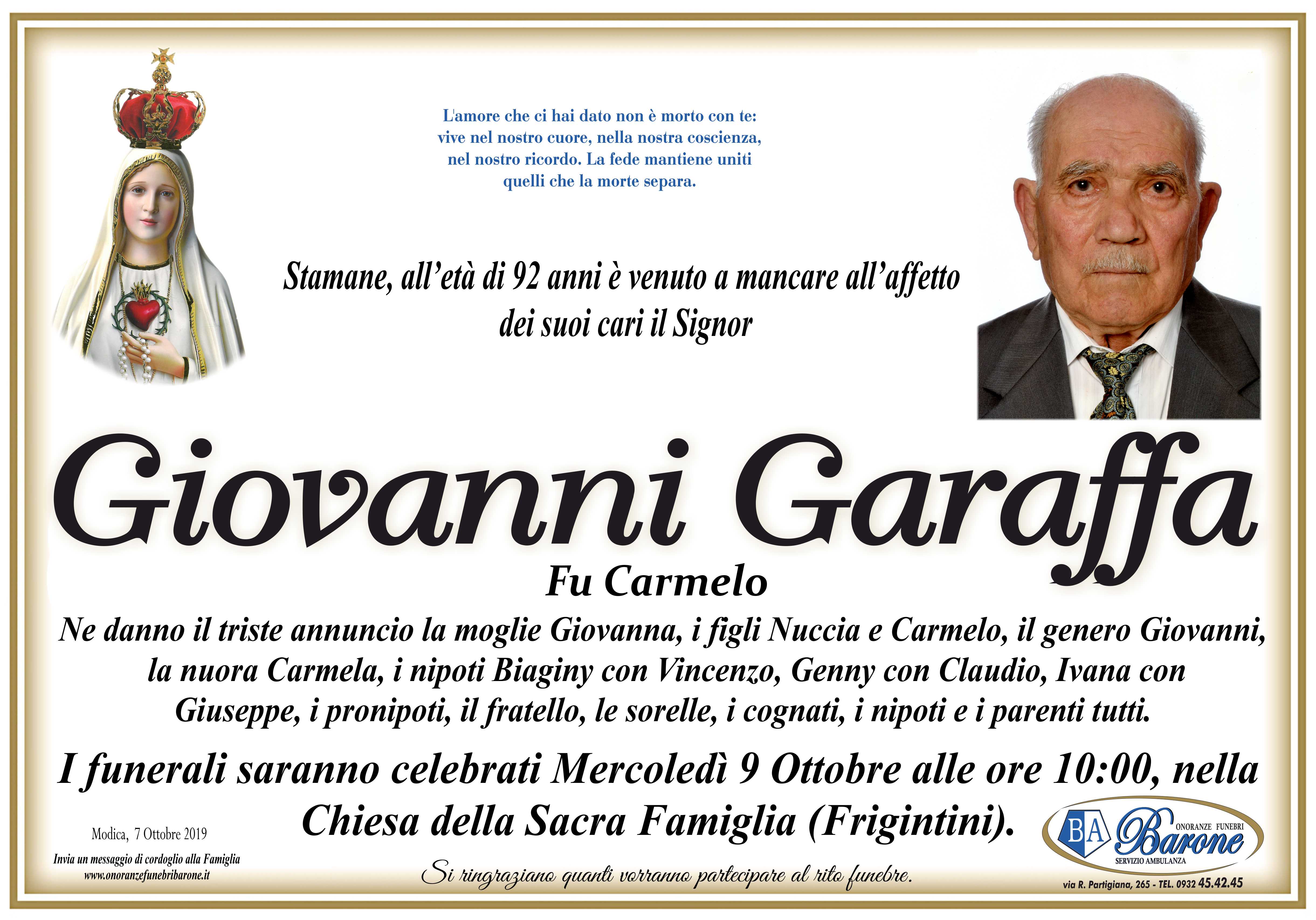 Necrologi: Giovanni Garaffa - Ragusa Oggi