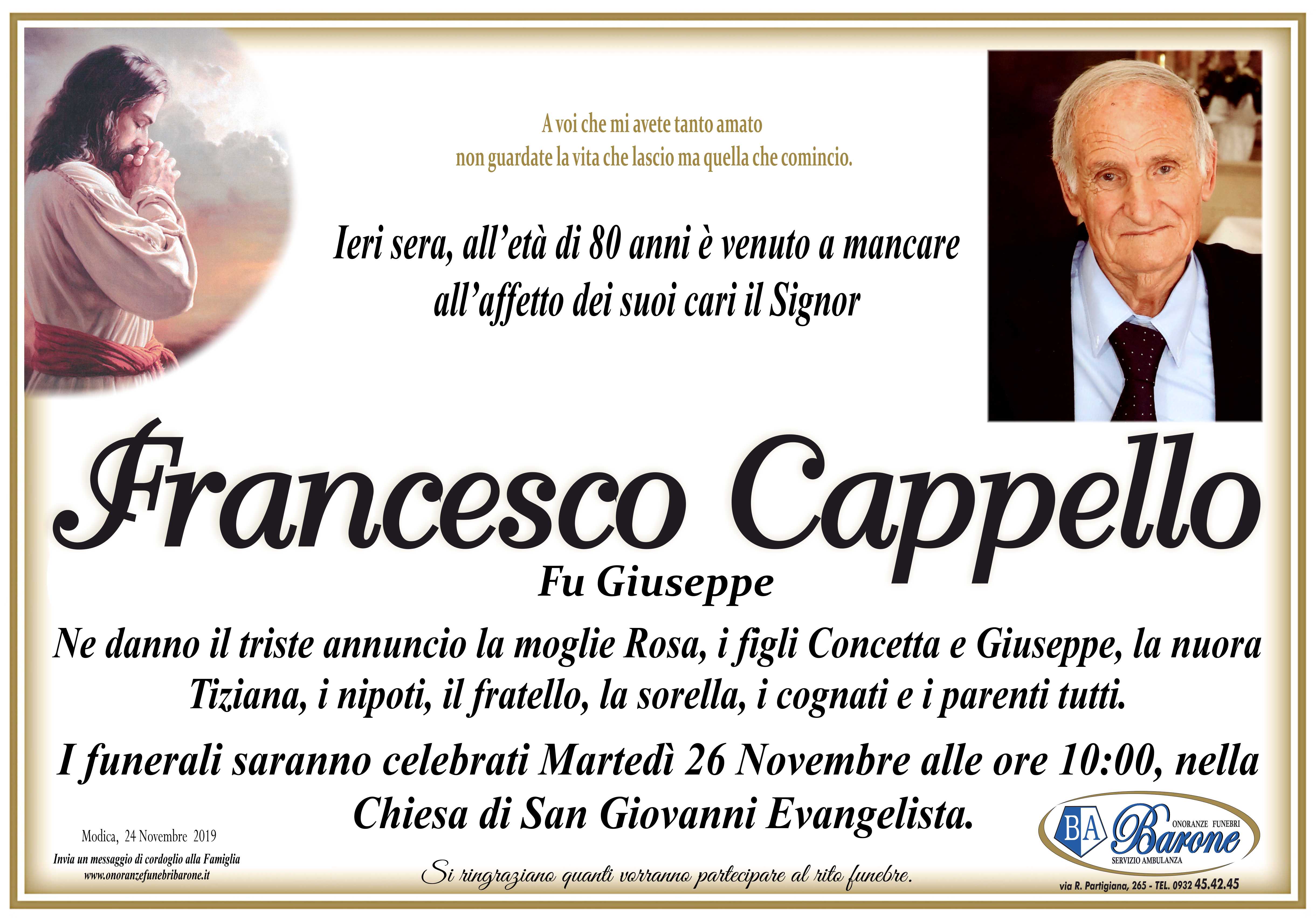 Necrologi: Francesco Cappello - Ragusa Oggi