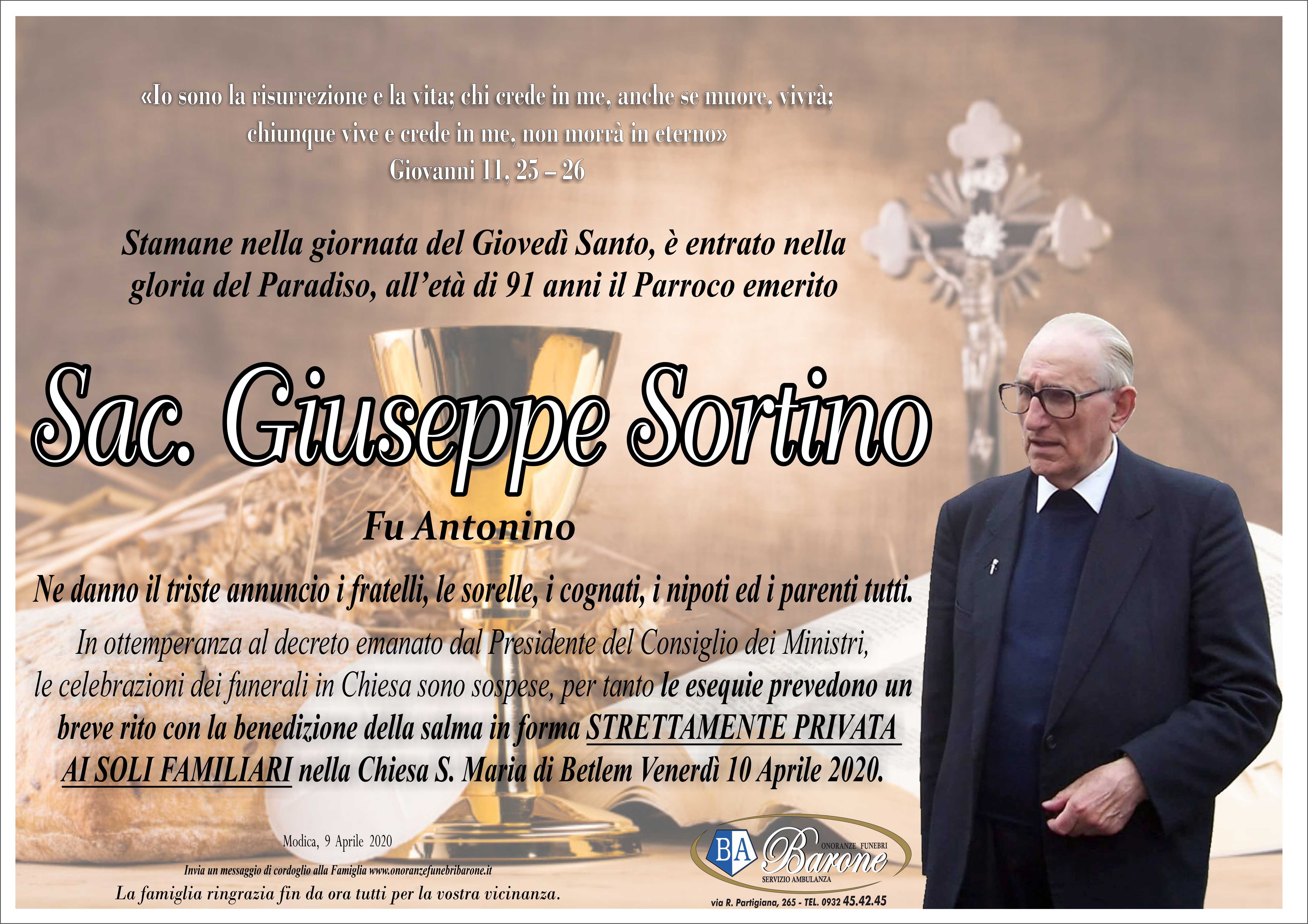 Necrologi: Sacerdote Giuseppe Sortino - Ragusa Oggi