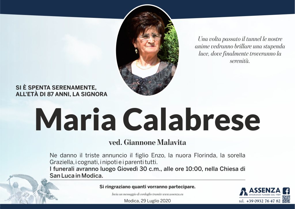 Necrologi: Maria Calabrese - Ragusa Oggi