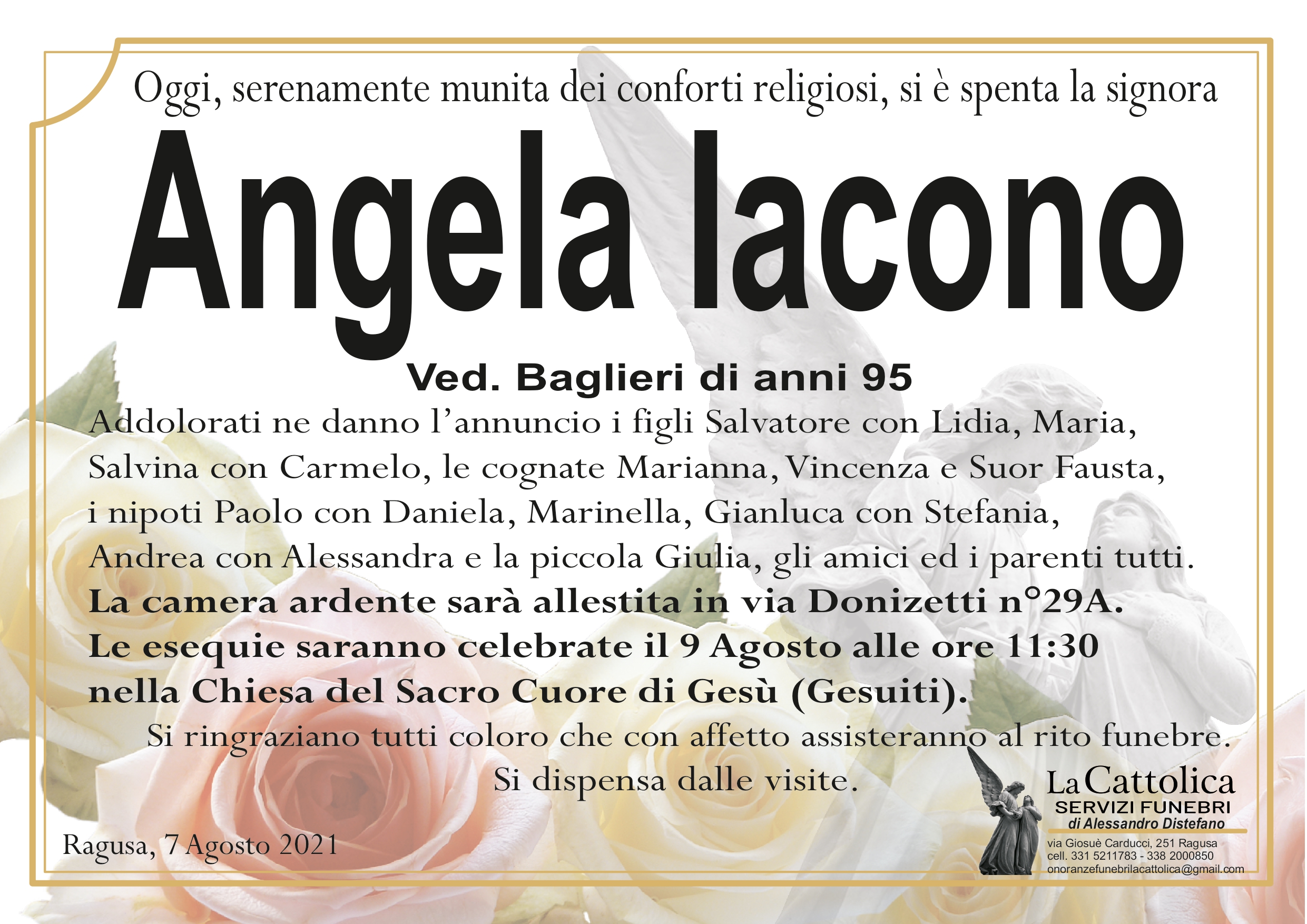 Necrologi: Angela Iacono - Ragusa Oggi