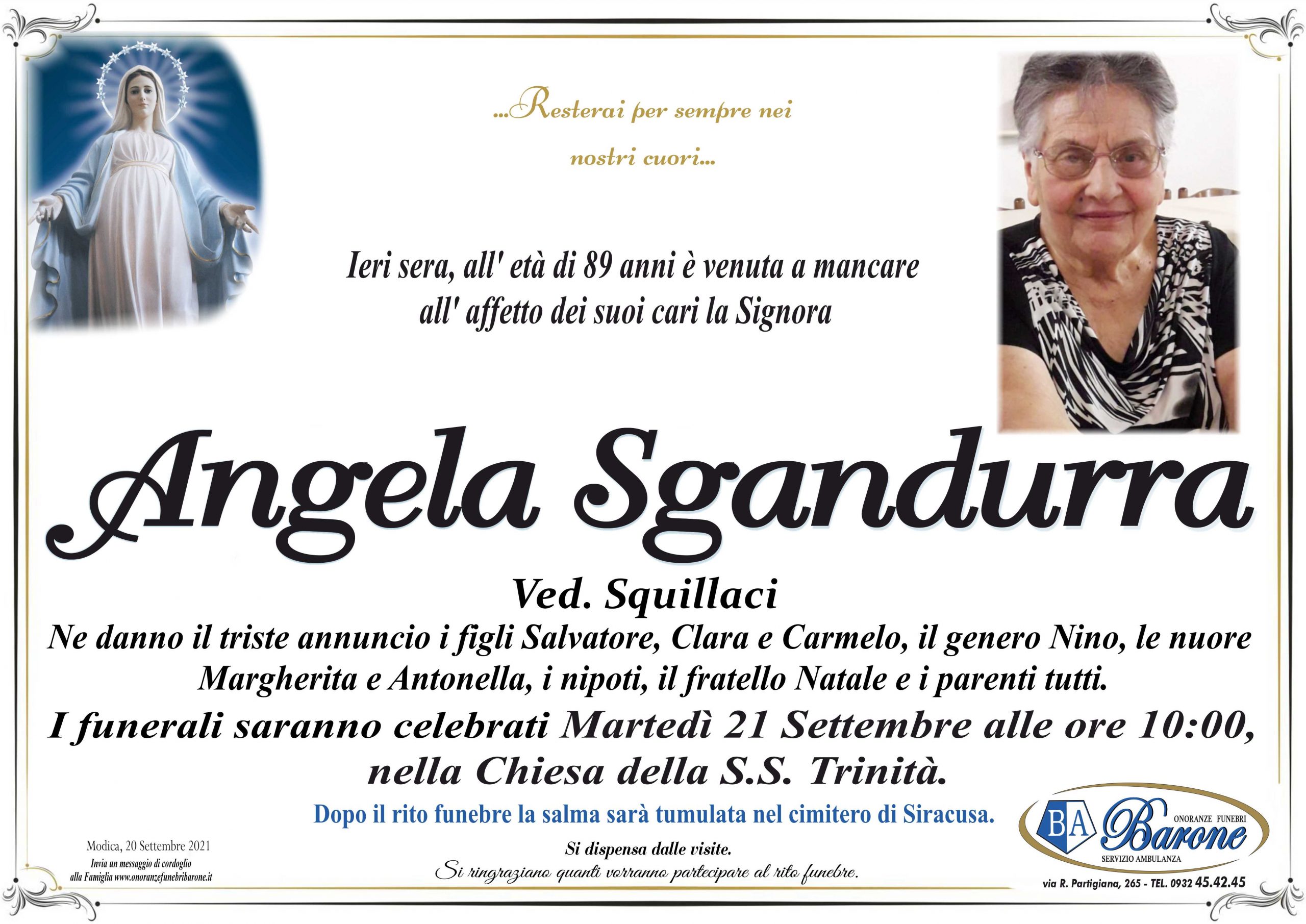 Necrologi: Angela Scandurra - Ragusa Oggi