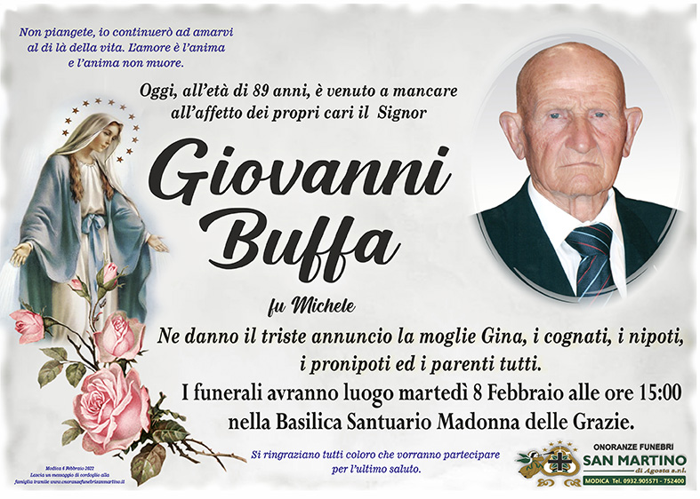 Necrologi: Giovanni Buffa - Ragusa Oggi