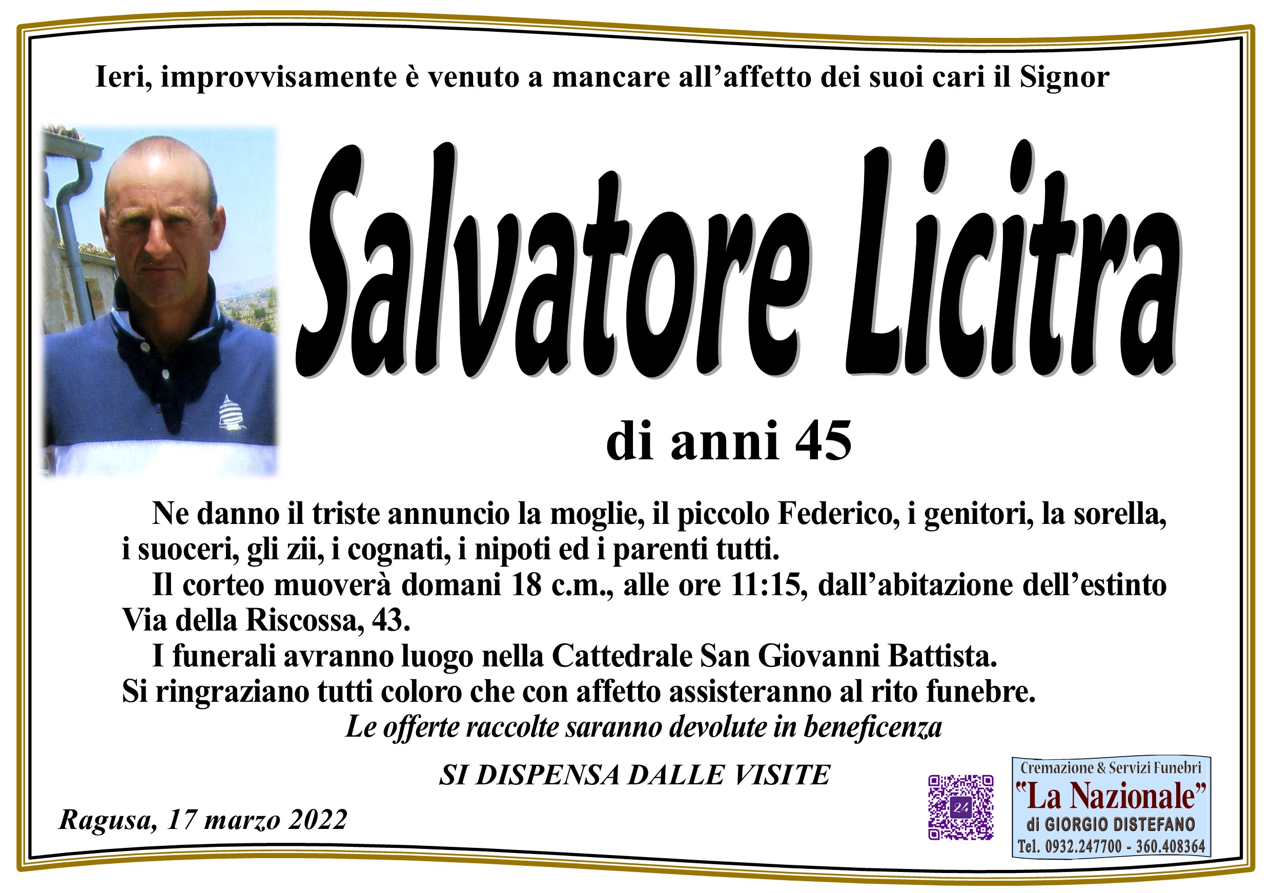 Necrologi: Salvatore Licitra - Ragusa Oggi