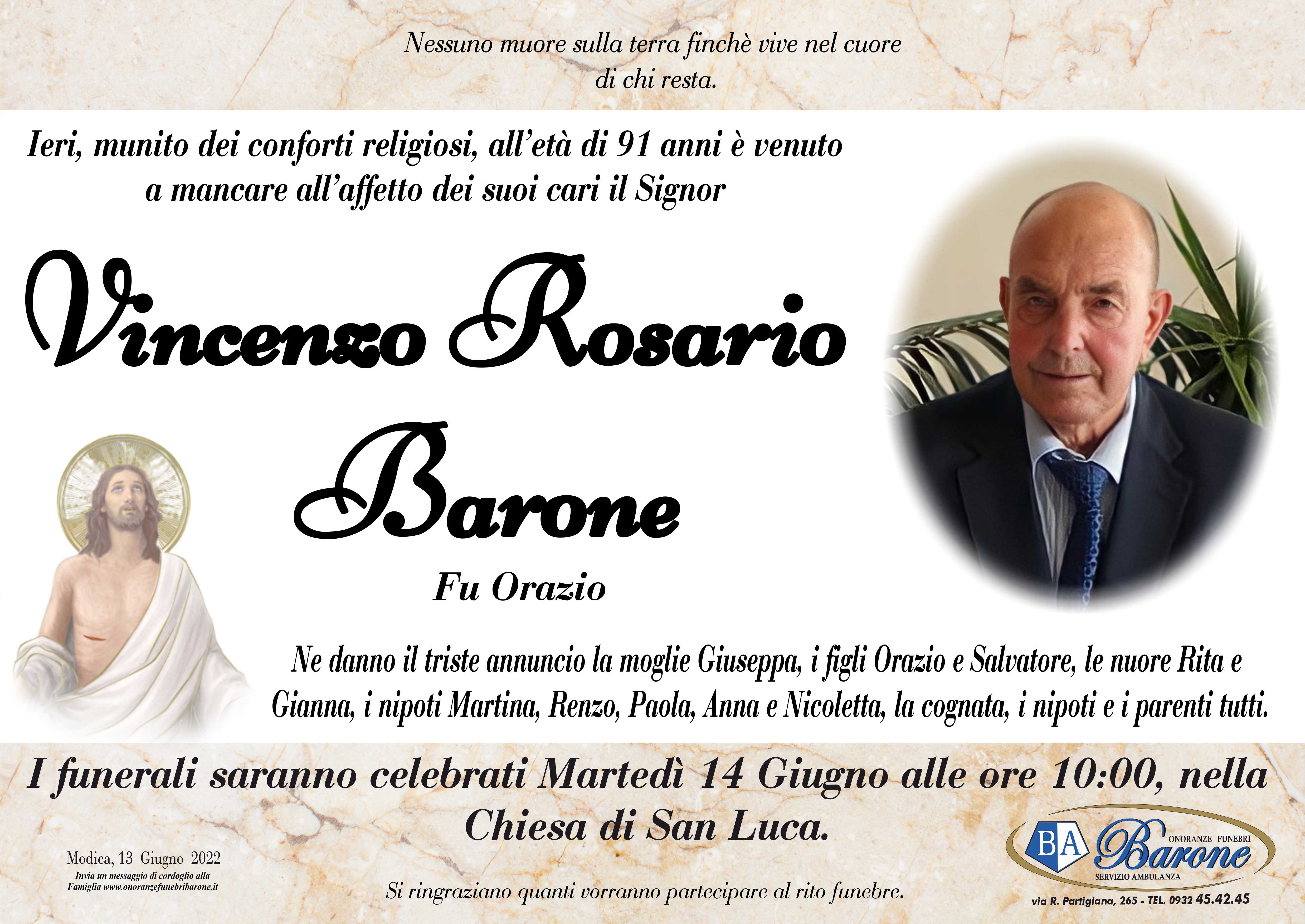 Necrologi: Vincenzo Rosario Barone - Ragusa Oggi