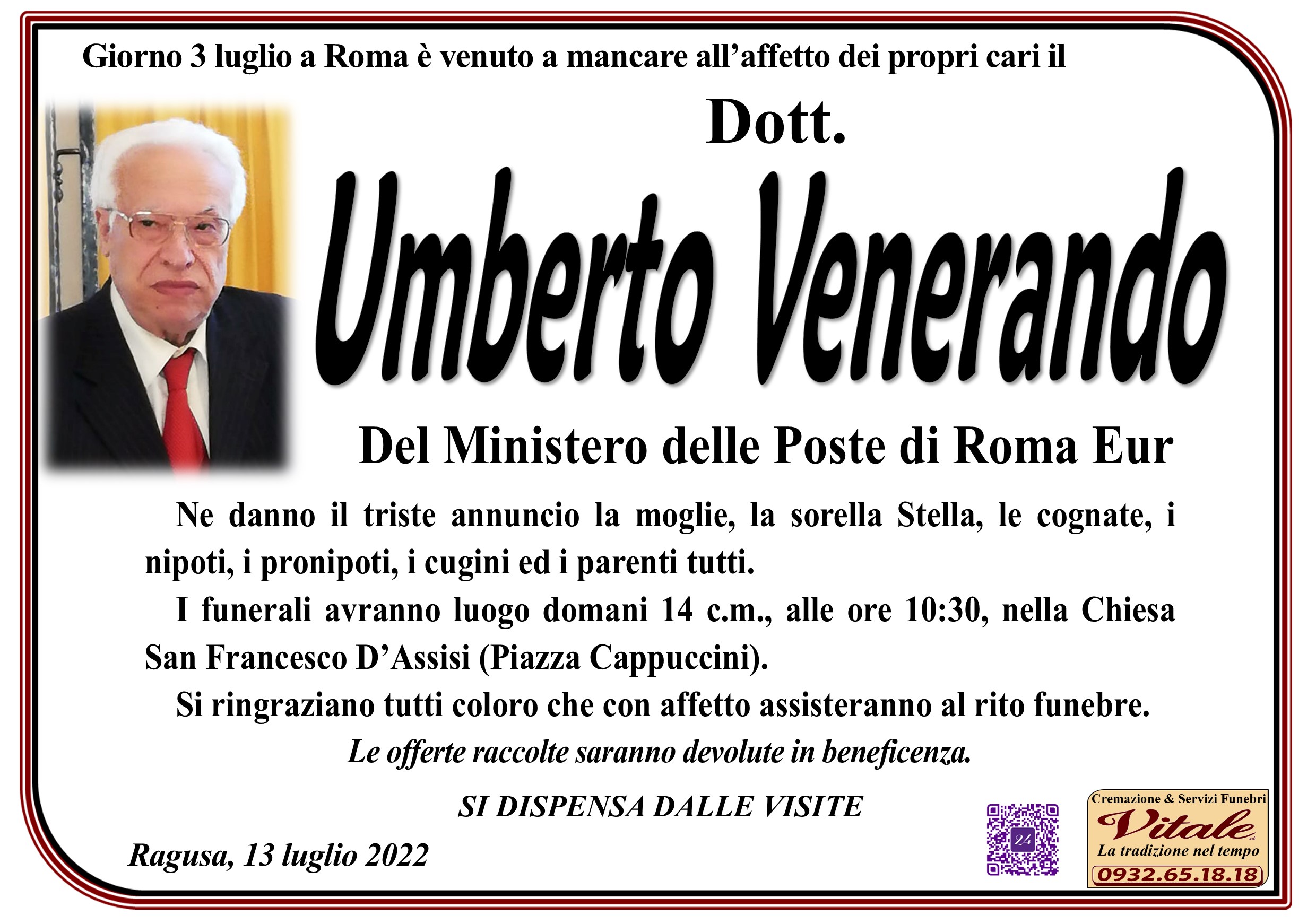 Necrologi: Umberto Venerando - Ragusa Oggi