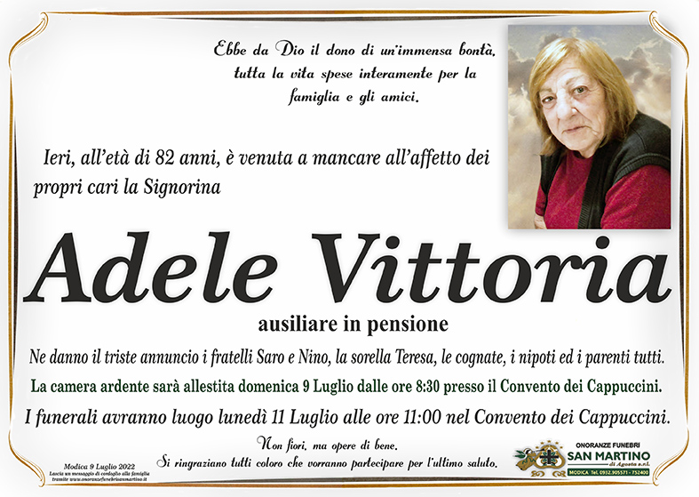 Necrologi: Adele Vittoria - Ragusa Oggi