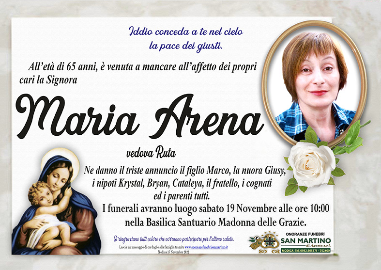 Necrologi: Maria Arena - Ragusa Oggi