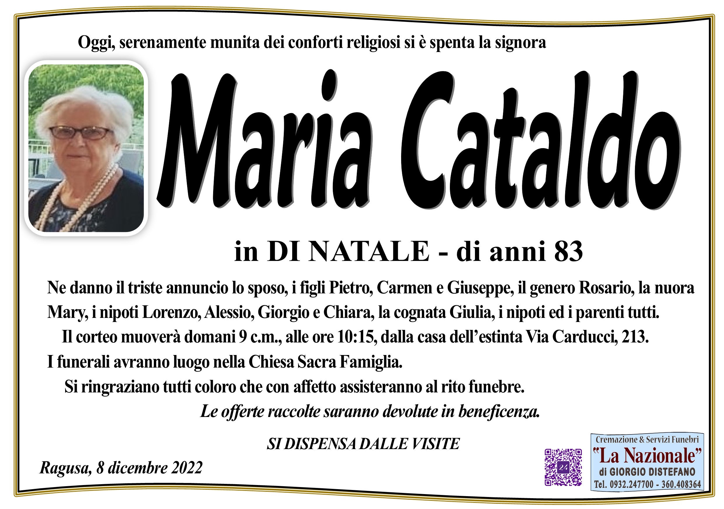 Necrologi: Maria Cataldo - Ragusa Oggi