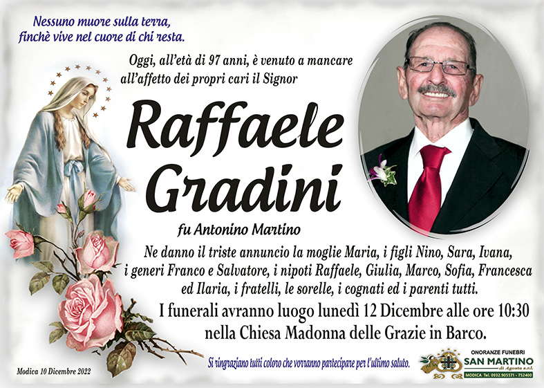 Necrologi: Raffaele Gradini - Ragusa Oggi