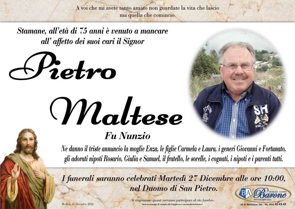Necrologi: Pietro Maltese - Ragusa Oggi