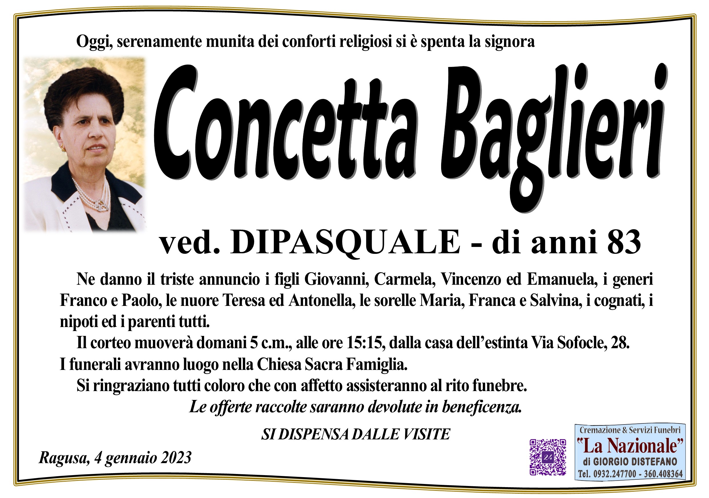 Necrologi: Concetta Baglieri - Ragusa Oggi