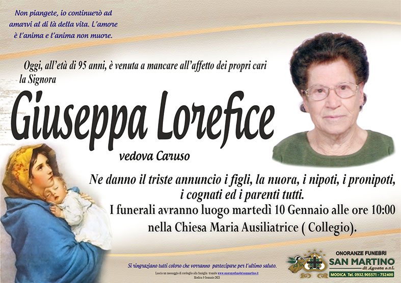 Necrologi: Giuseppa Lorefice - Ragusa Oggi