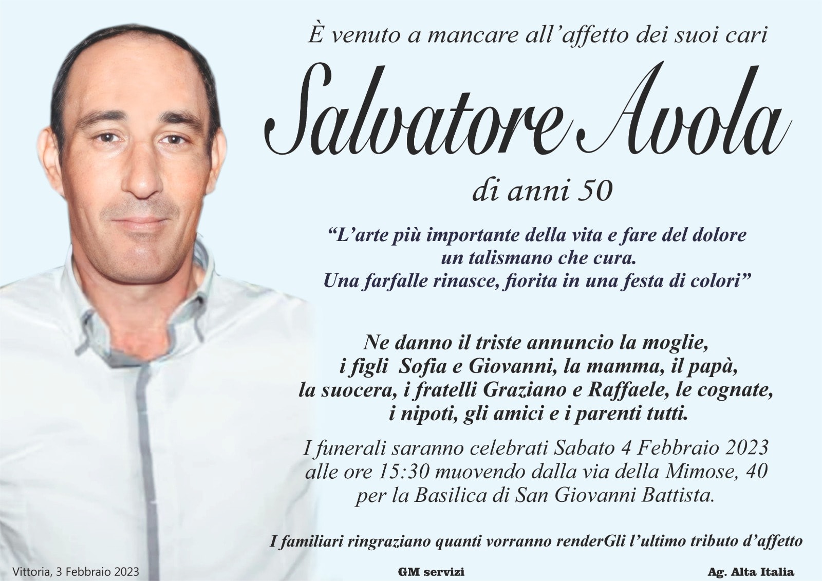 Necrologi: E' deceduto Salvatore Avola - Ragusa Oggi