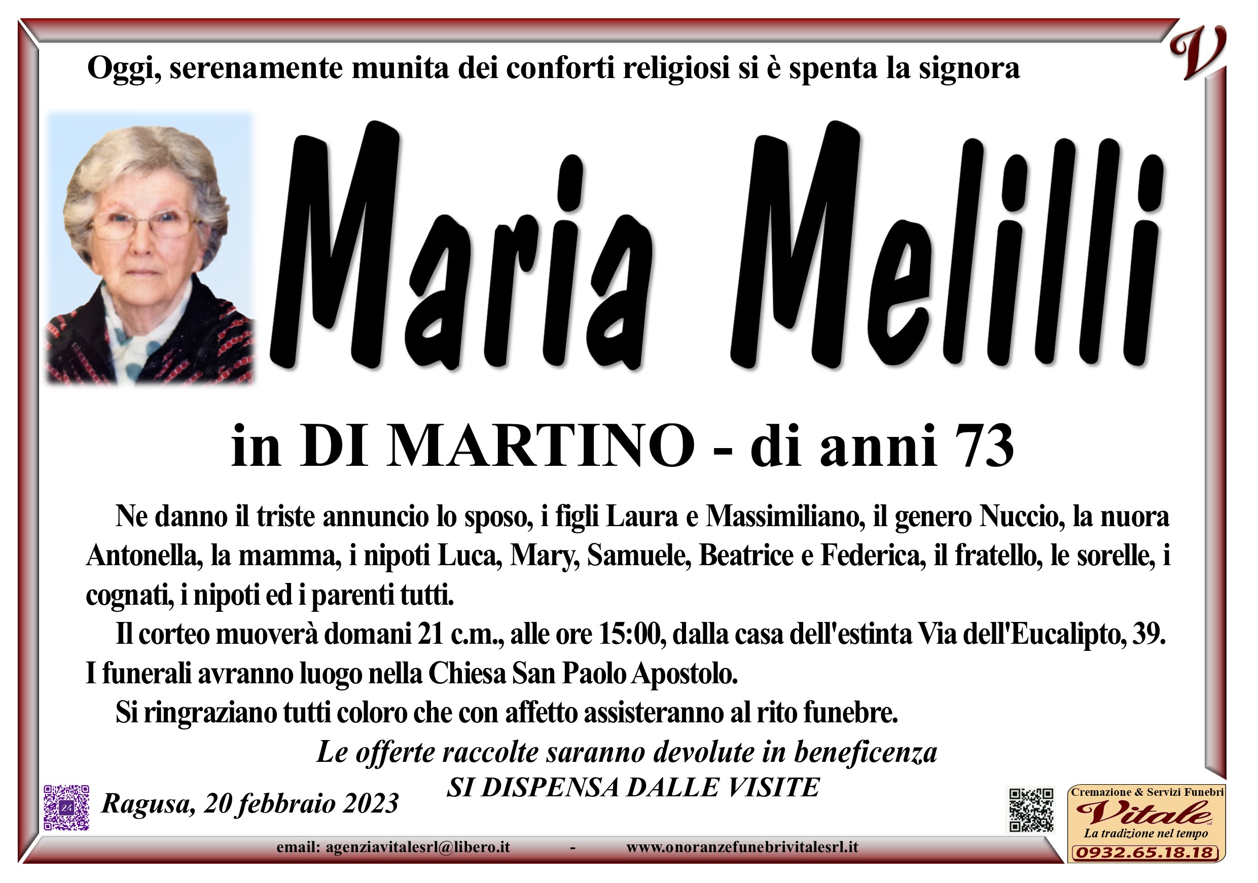 Necrologi: Maria Melilli - Ragusa Oggi