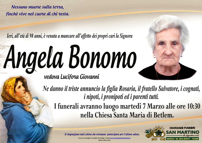 Necrologi: Angela Bonomo - Ragusa Oggi