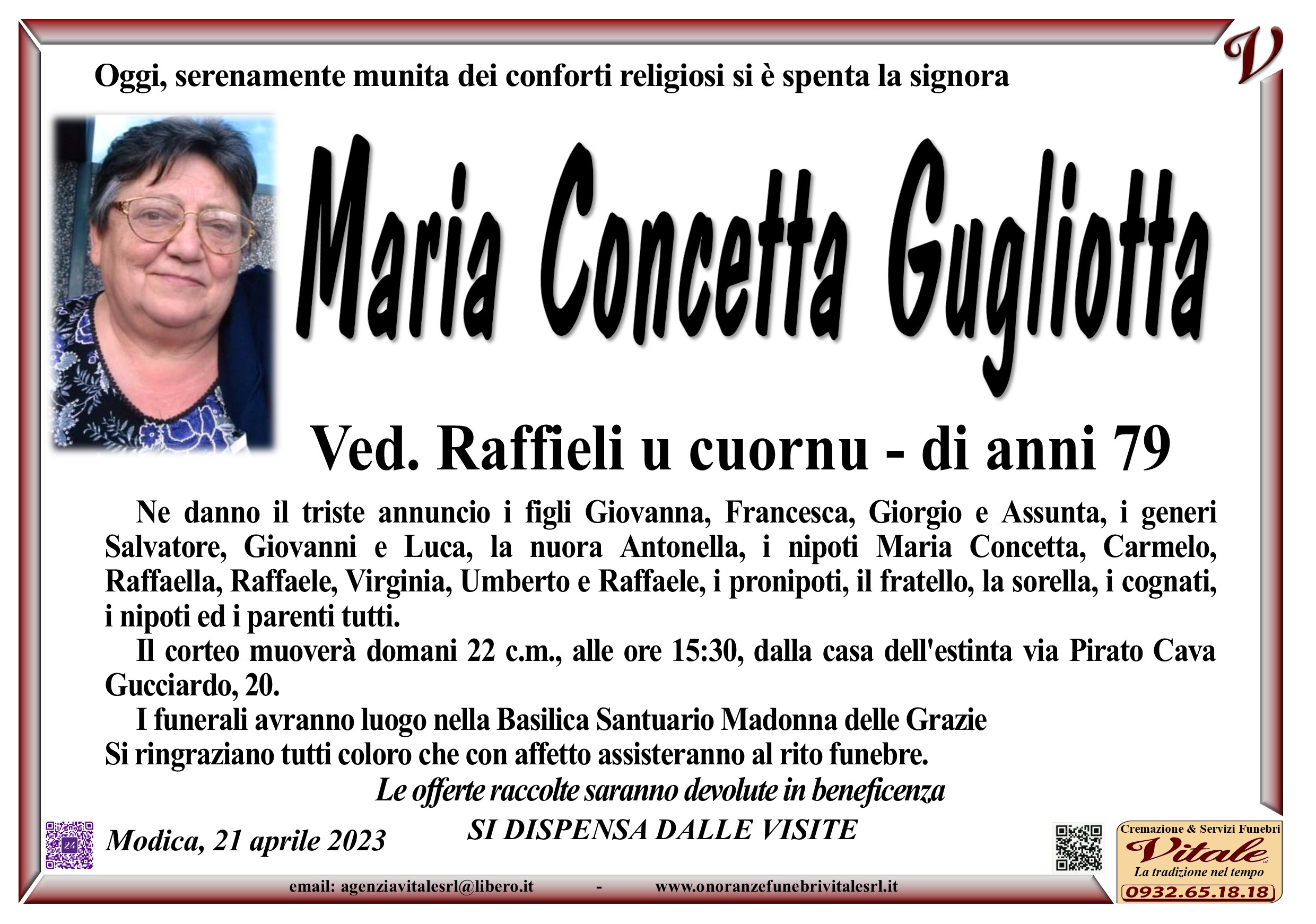 Necrologi: Maria Concetta Gugliotta - Ragusa Oggi