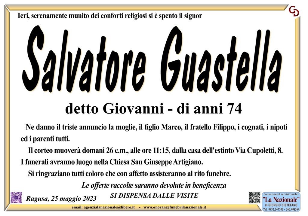 Necrologi: Salvatore Guastella - Ragusa Oggi