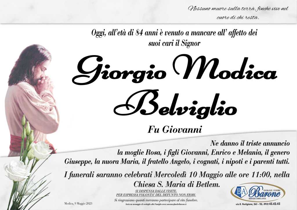 Necrologi: Giorgio Modica Belviglio - Ragusa Oggi