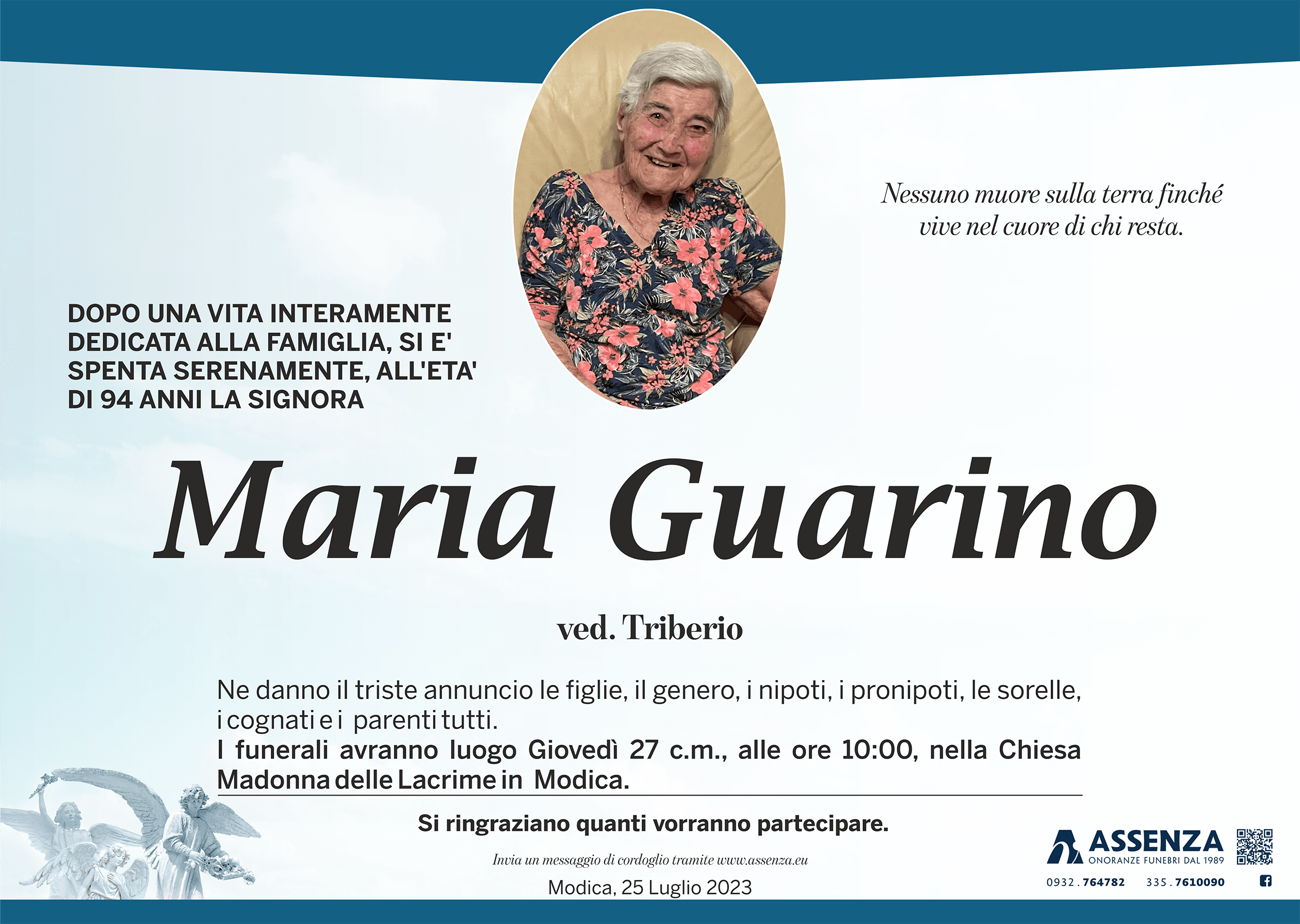 Necrologi: Maria Guarino - Ragusa Oggi