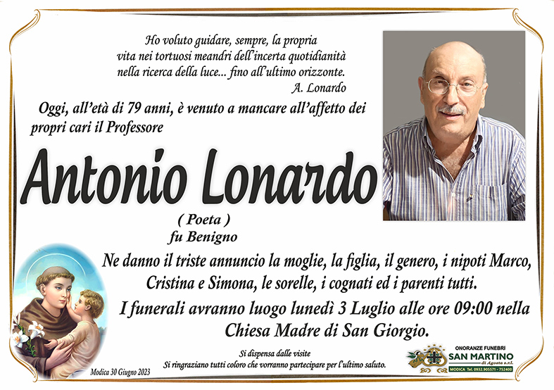 Necrologi: Antonio Lonardo - Ragusa Oggi