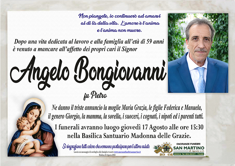 Necrologi: Angelo Bongiovanni - Ragusa Oggi