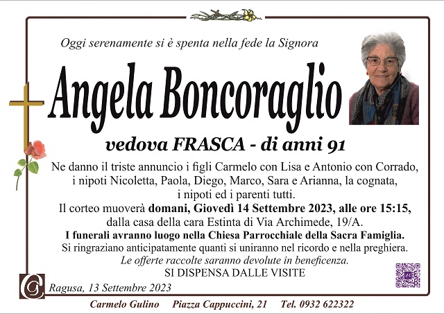 Necrologi: Angela Boncoraglio - Ragusa Oggi