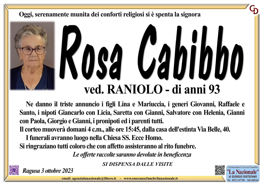Necrologi: Rosa Cabibbo - Ragusa Oggi