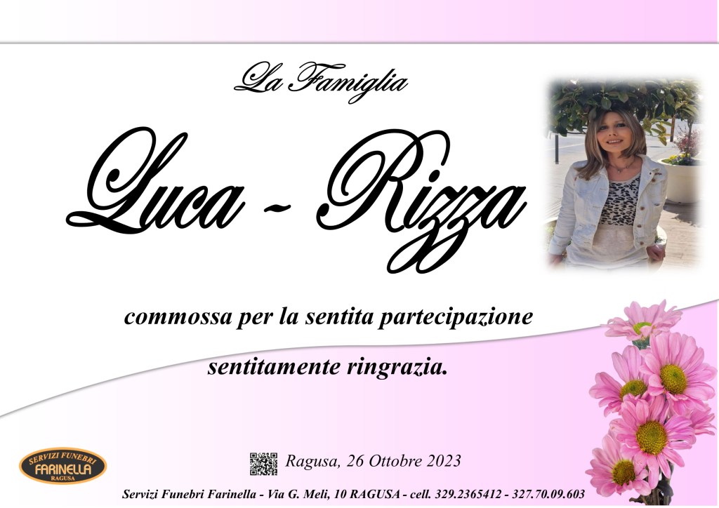 Necrologi, ringraziamento: famiglia Luca-Rizza - Ragusa Oggi