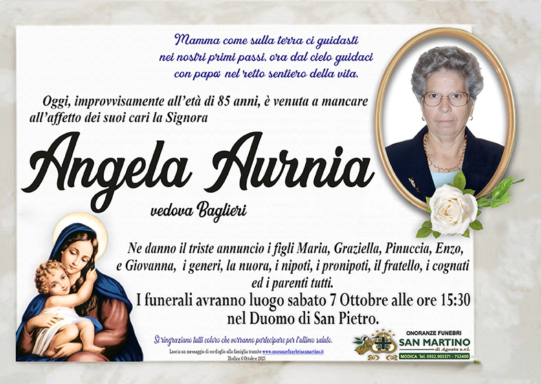 Necrologi: Angela Aurnia - Ragusa Oggi