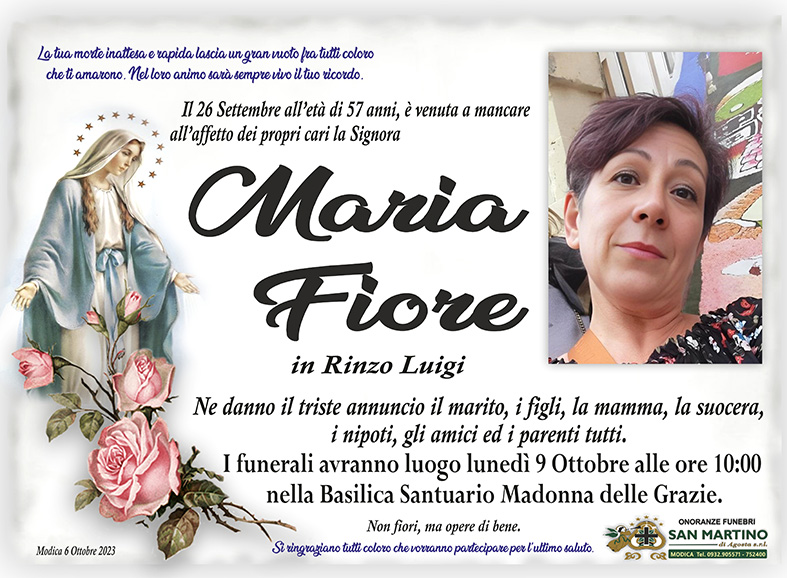 Necrologi: Maria Fiore - Ragusa Oggi