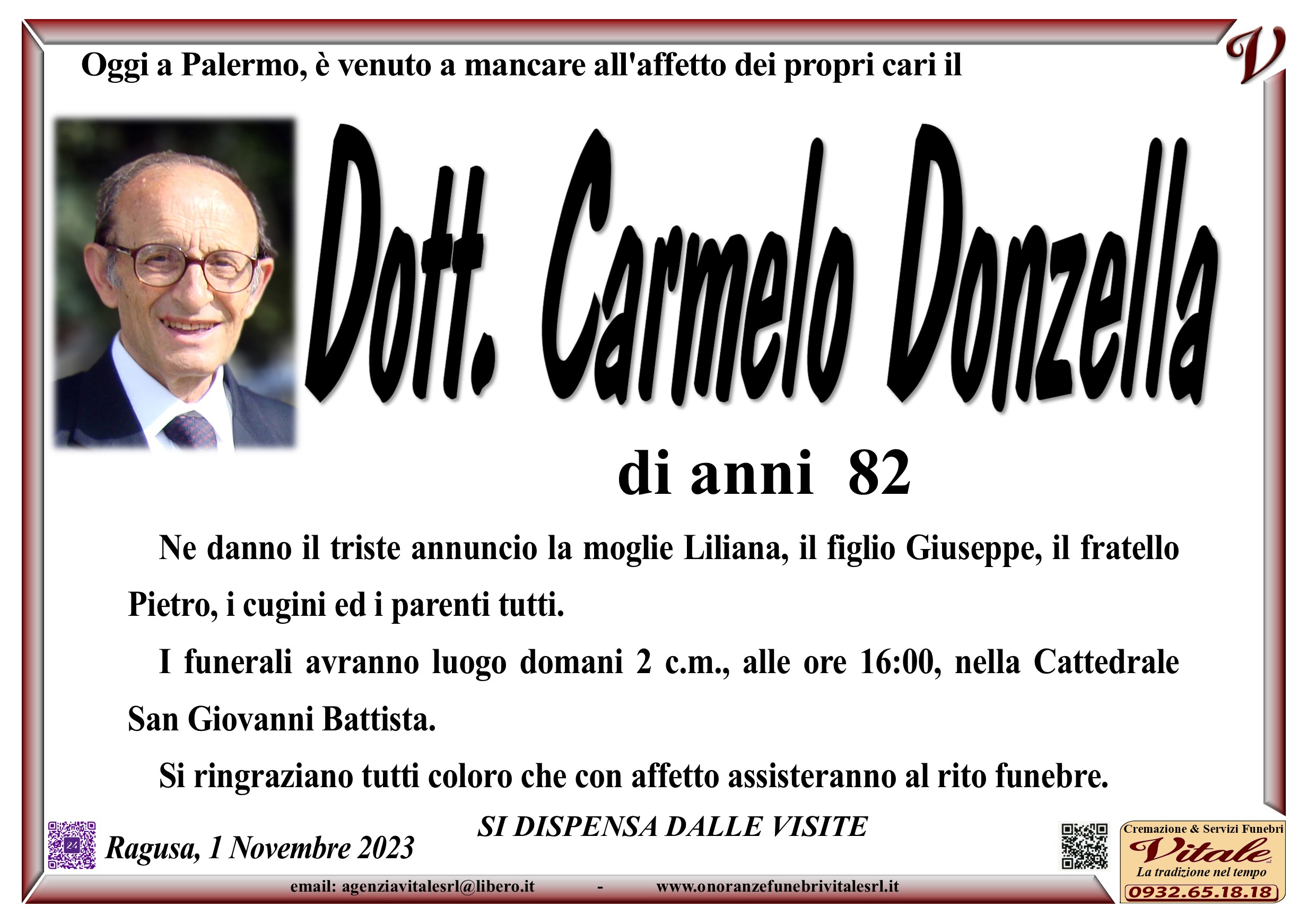 Necrologi: Carmelo Donzella - Ragusa Oggi