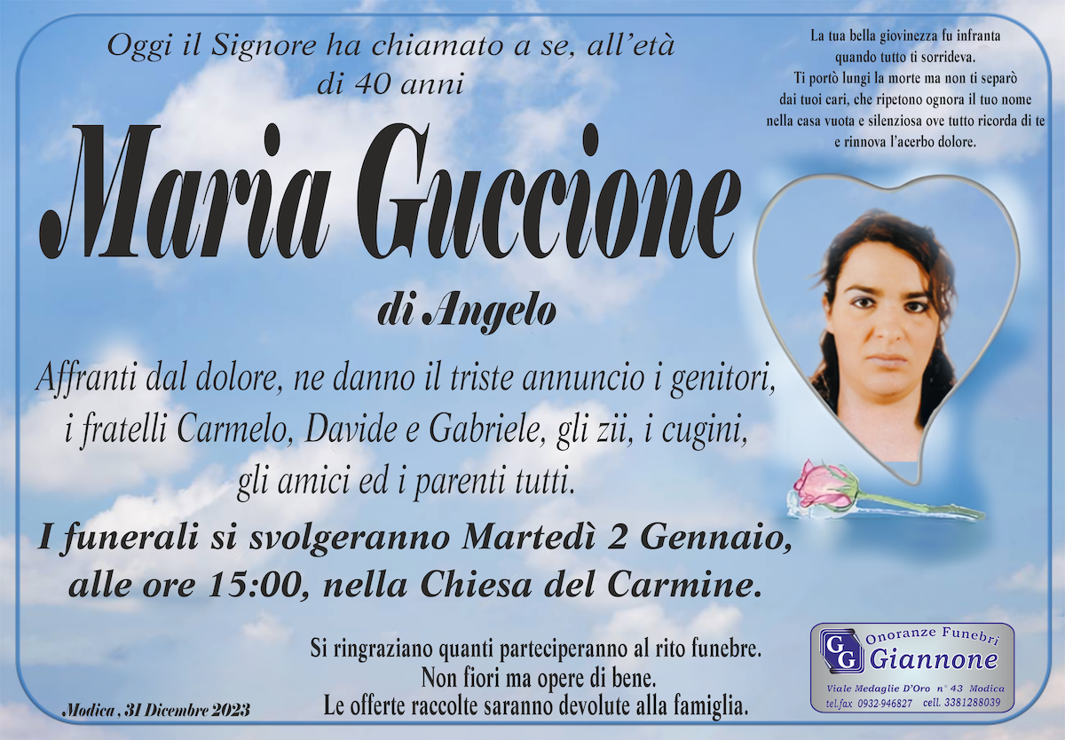 Necrologi: E' deceduta Maria Guccione - Ragusa Oggi