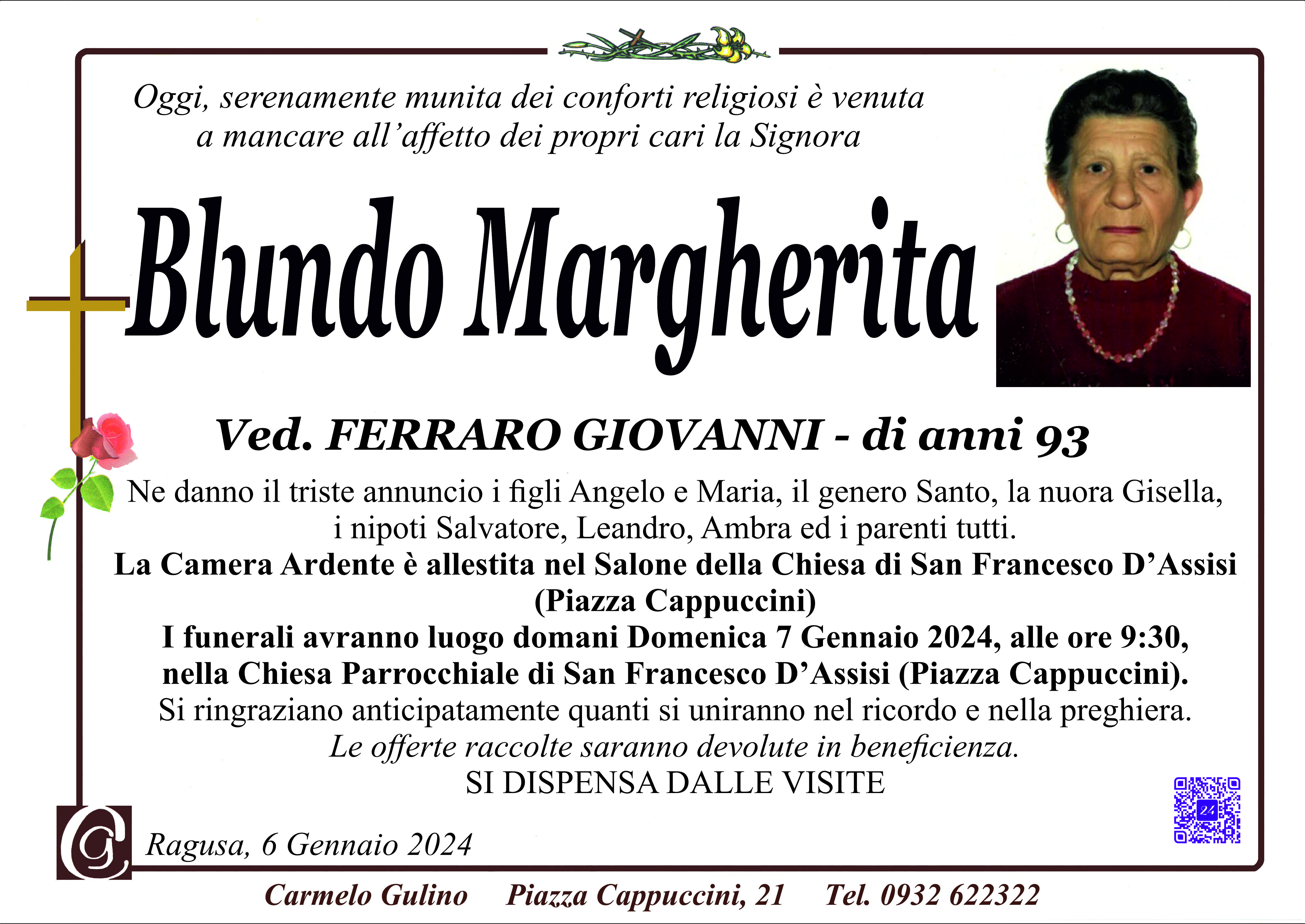 Necrologi: Margherita Blundo - Ragusa Oggi
