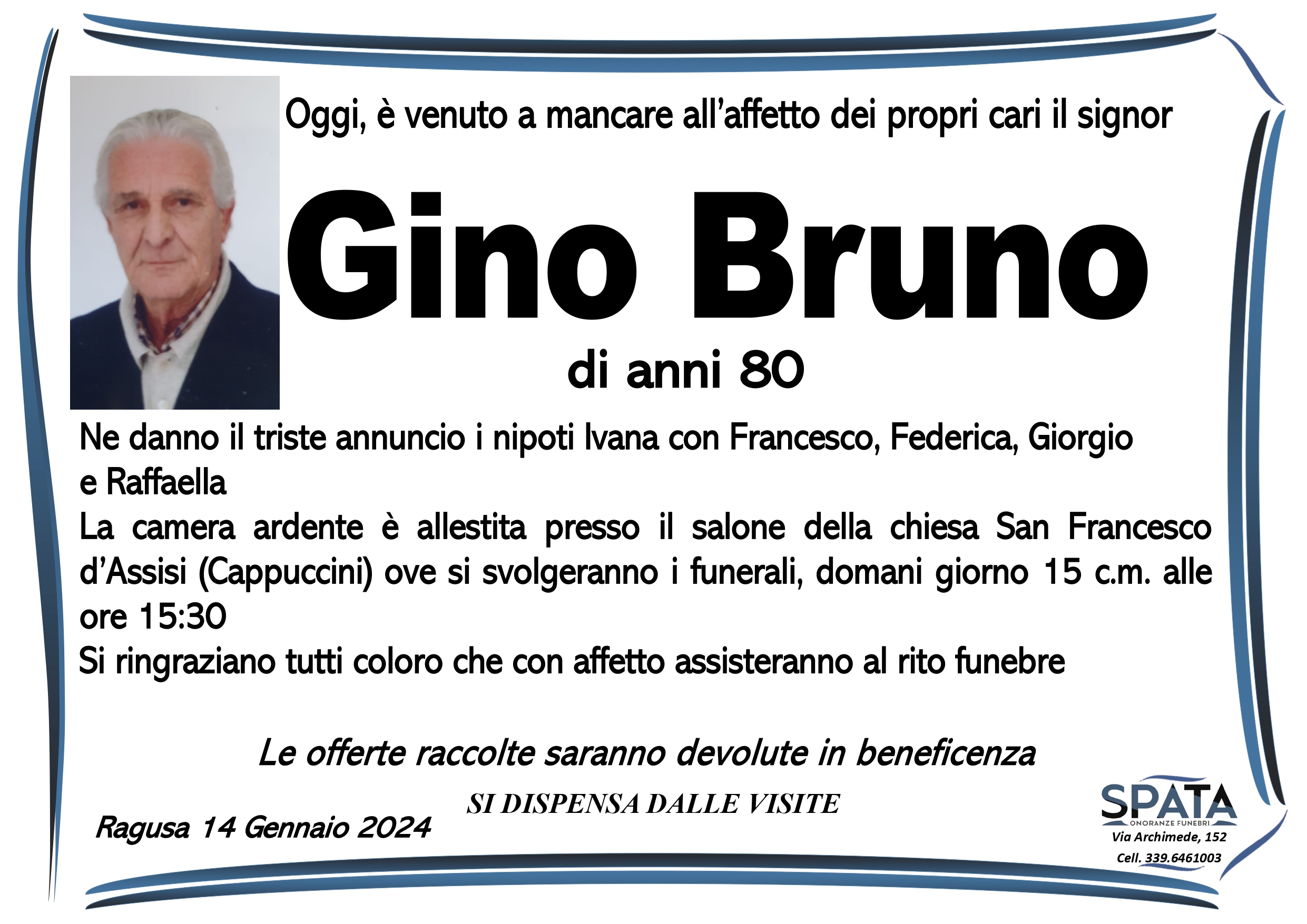 Necrologi: Gino Bruno - Ragusa Oggi