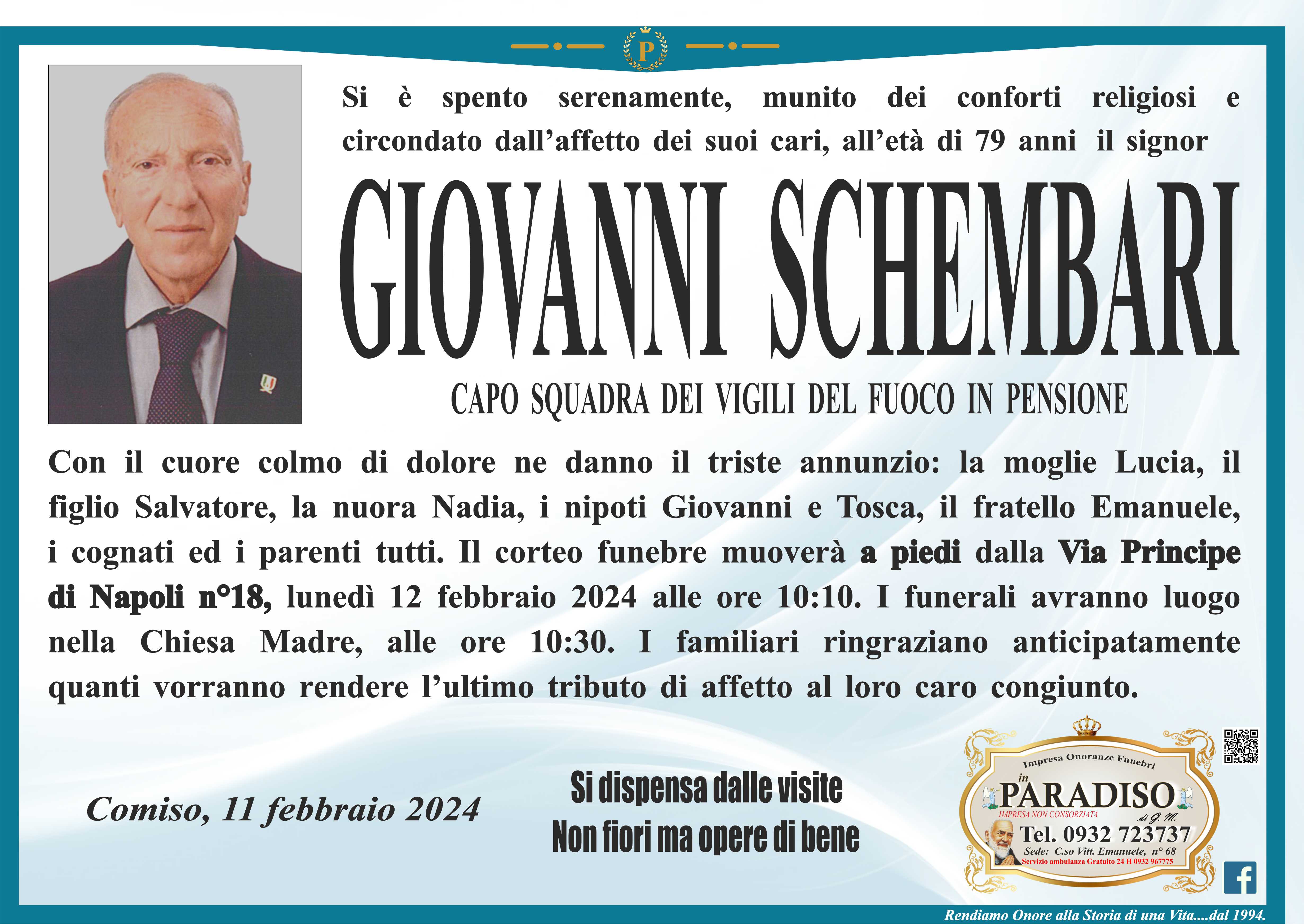 Necrologi: Giovanni Schembari - Ragusa Oggi