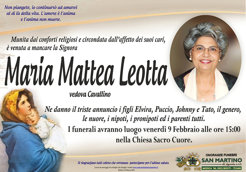 Necrologi: Maria Mattea Leotta - Ragusa Oggi