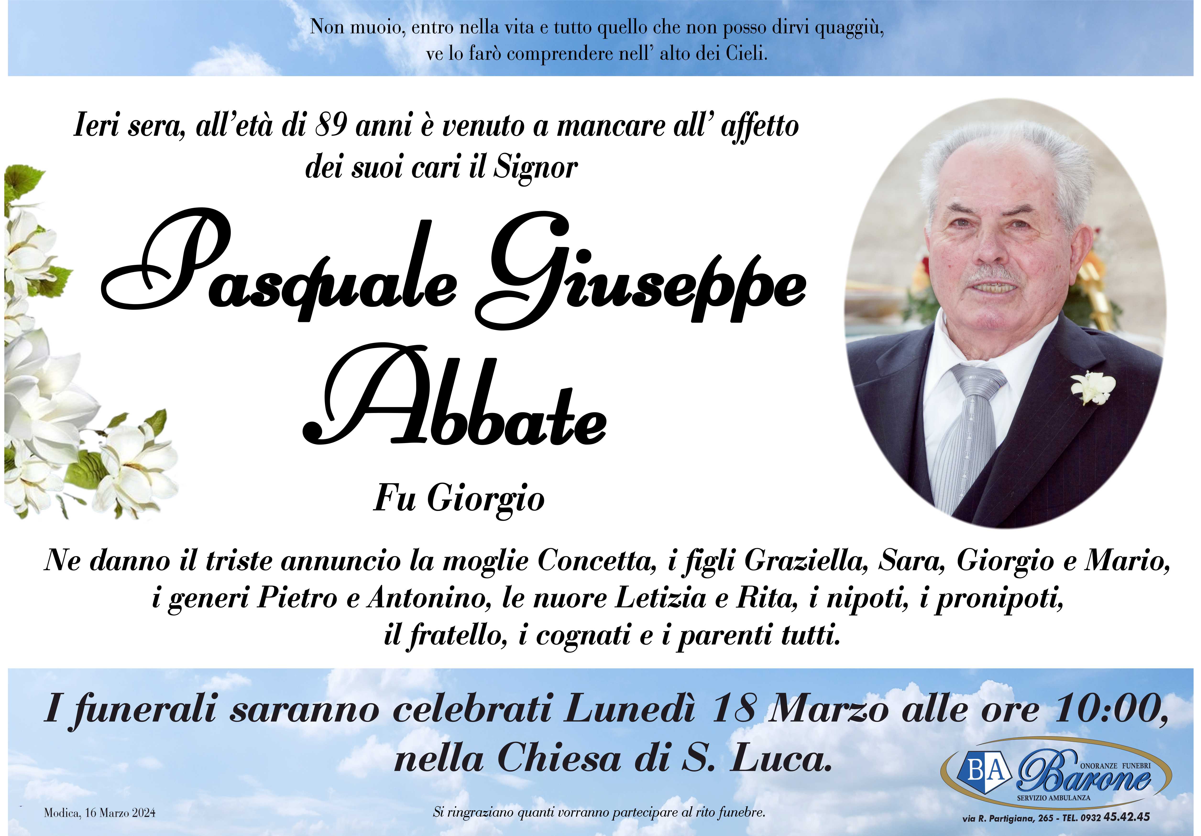 Necrologi: Pasquale Giuseppe Abbate - Ragusa Oggi