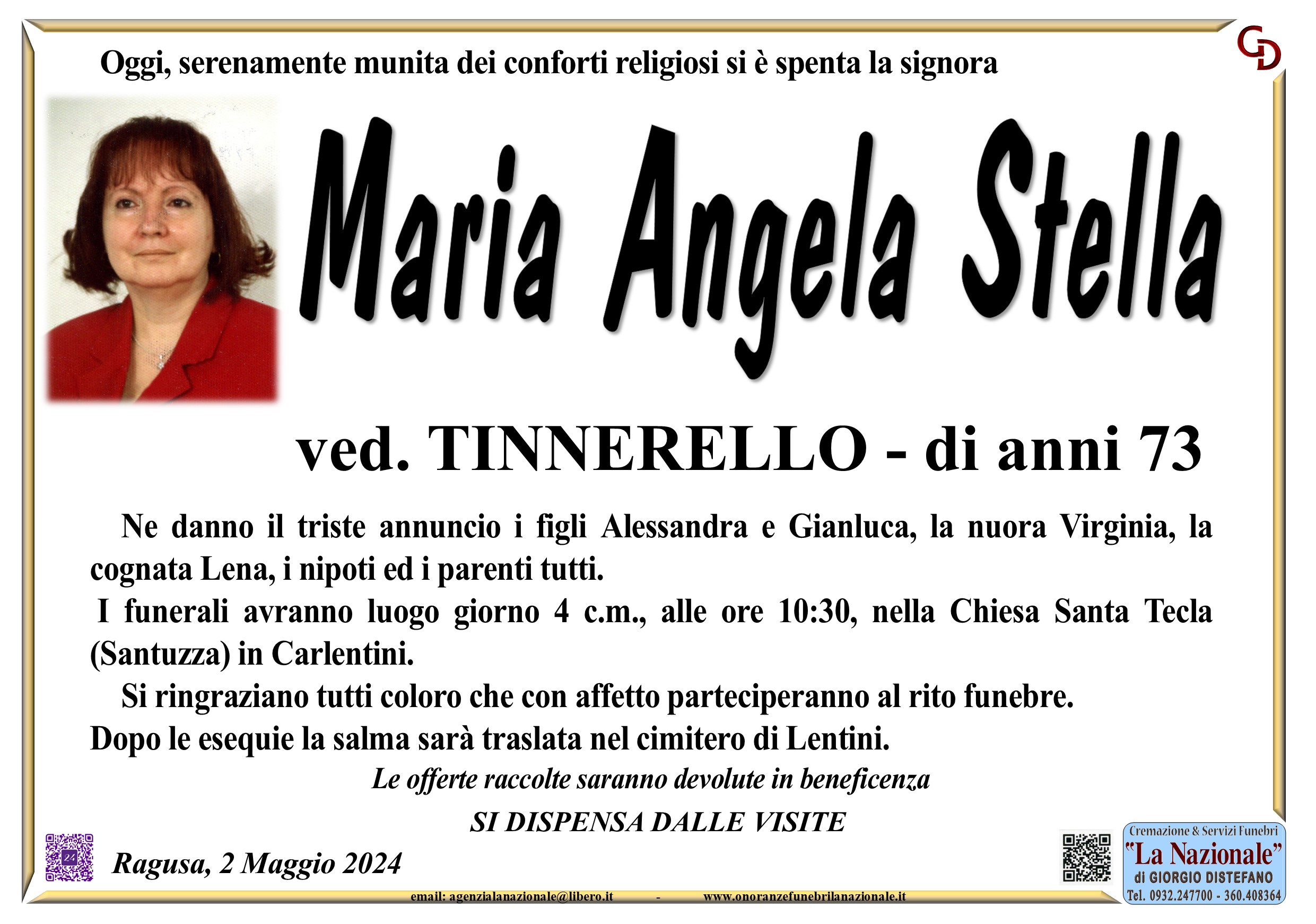 Necrologi: Maria Angela Stella - Ragusa Oggi