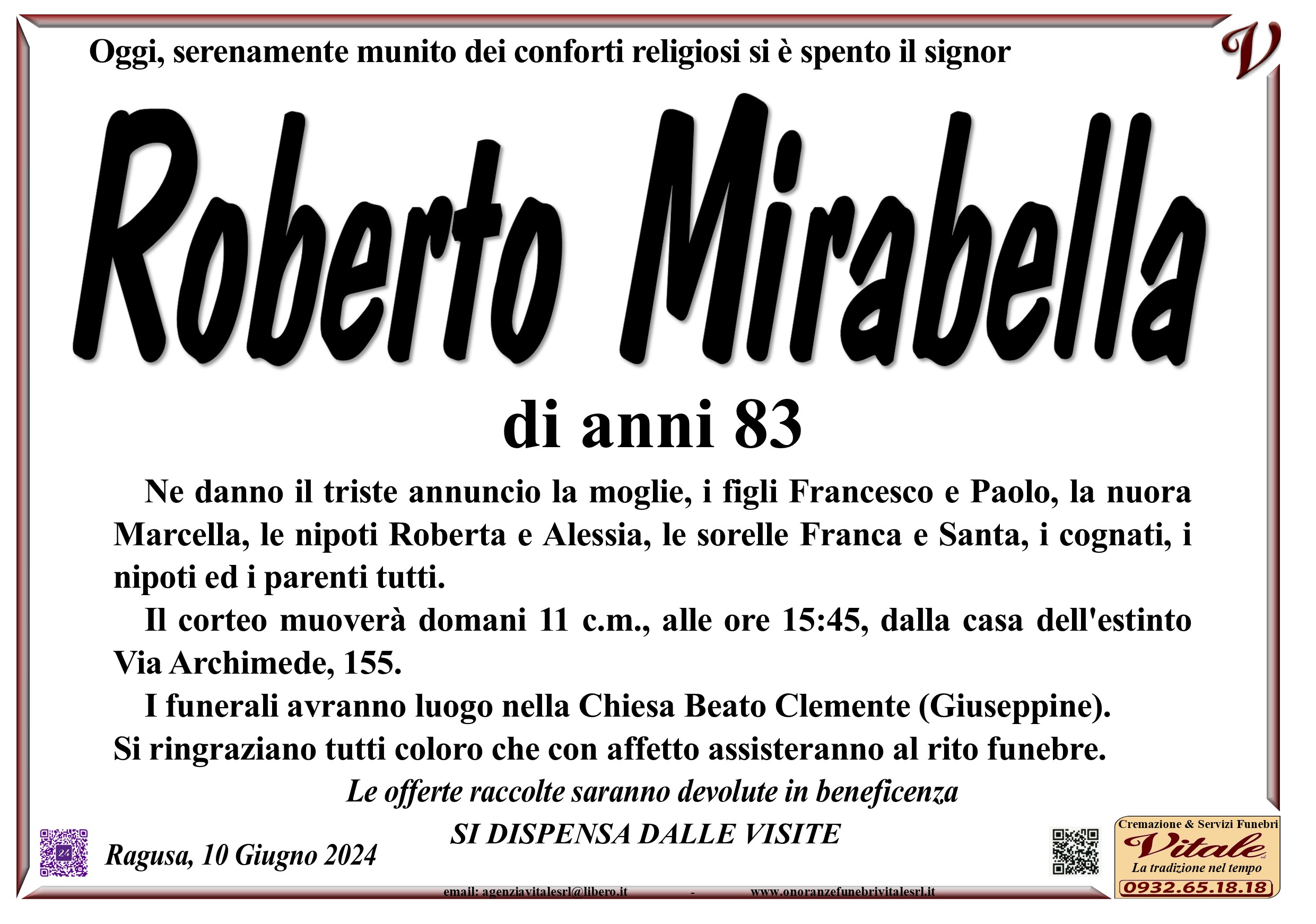 Necrologi: Roberto Mirabella - Ragusa Oggi