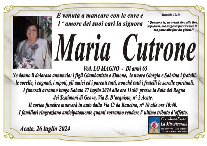 Necrologi: Maria Cutrone - Ragusa Oggi