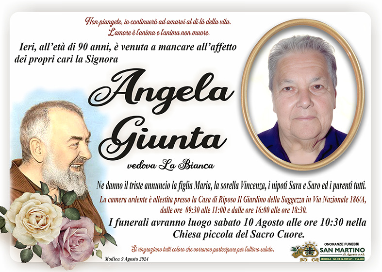 Necrologi: Angela Giunta - Ragusa Oggi