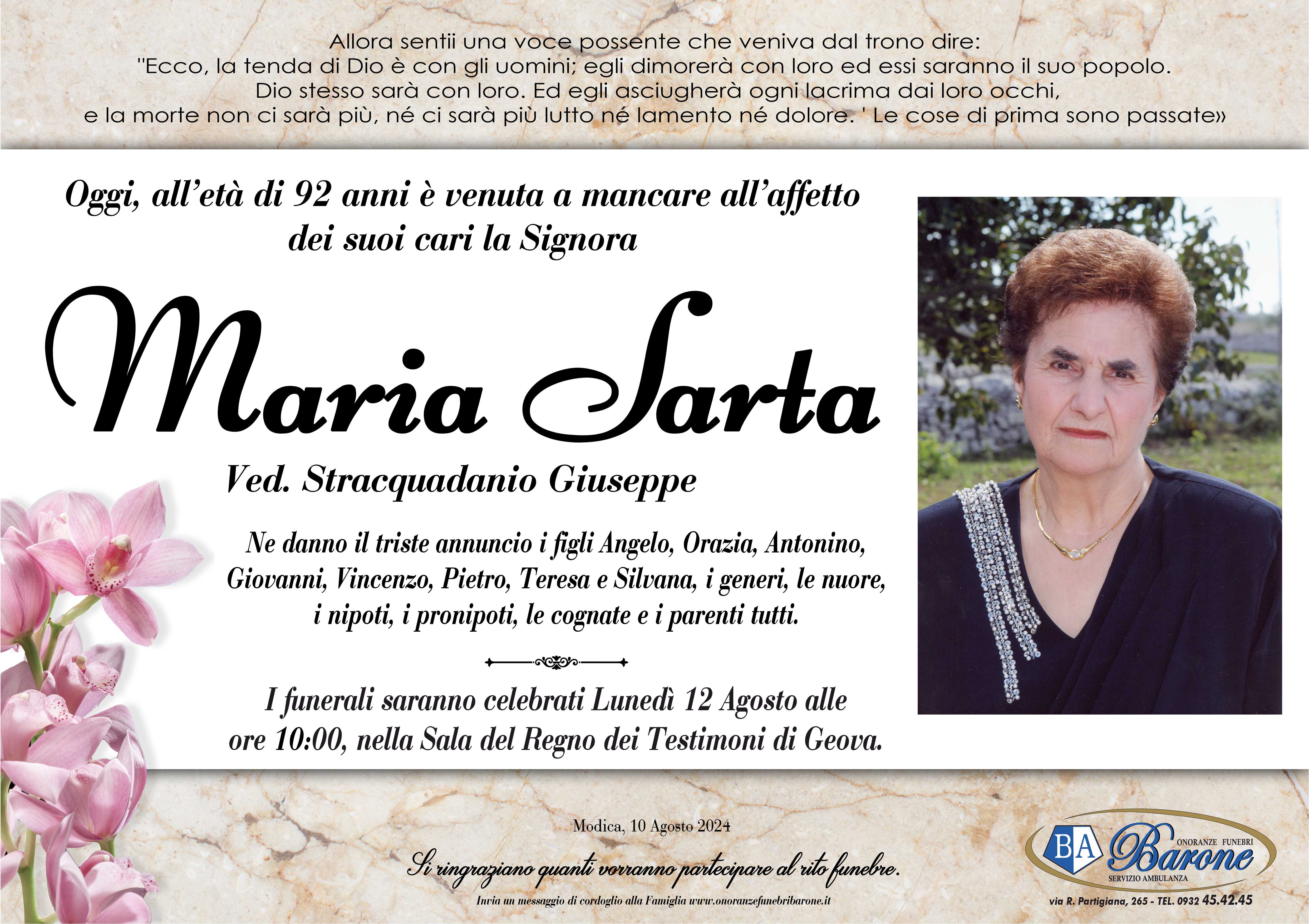 Necrologi: Maria Sarta - Ragusa Oggi