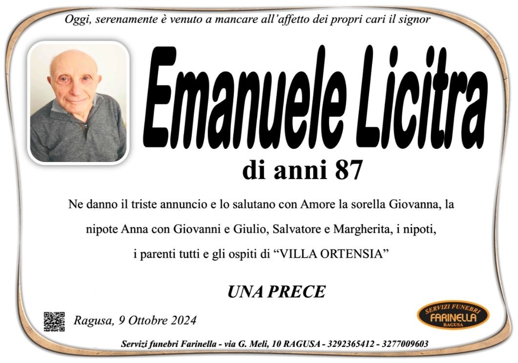 Necrologi: Emanuele Licitra - Ragusa Oggi