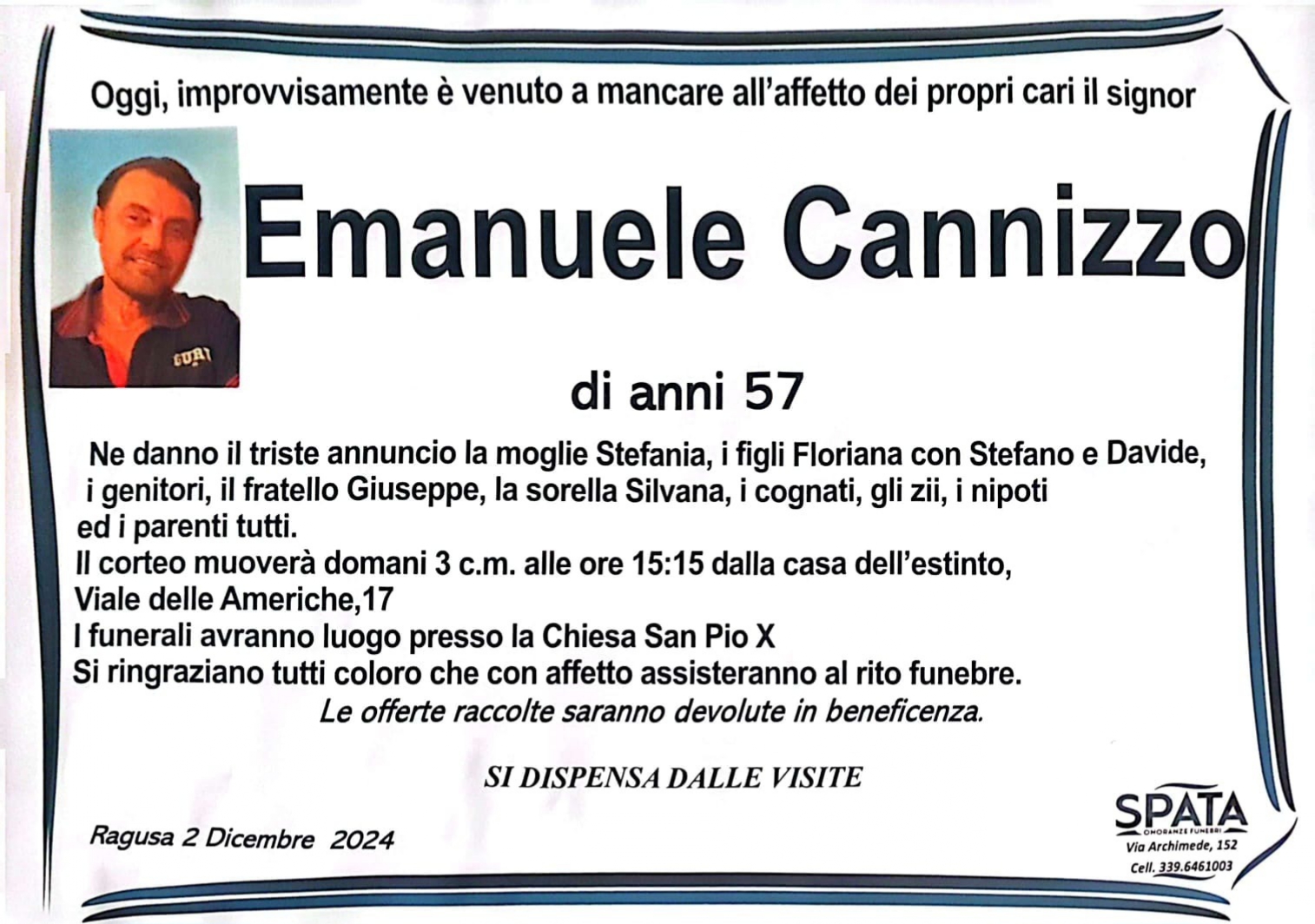 Necrologi: Emanuele Cannizzo - Ragusa Oggi