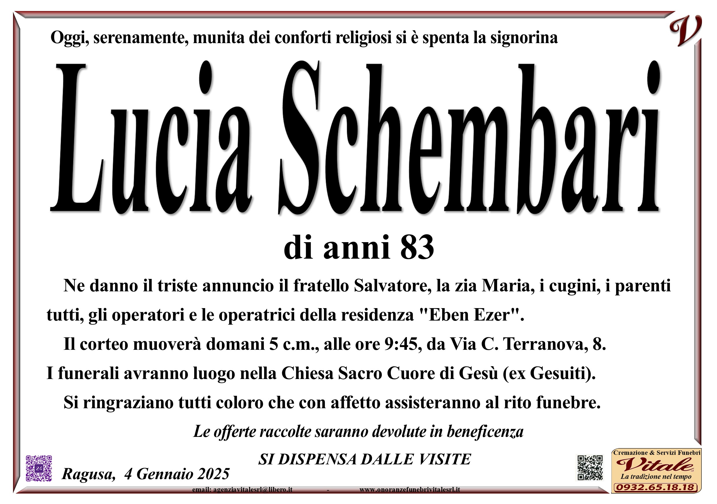 Necrologi: Lucia Schembari - Ragusa Oggi