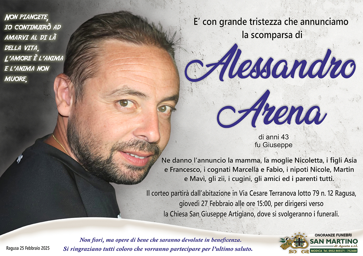 Necrologi: Alessandro Arena - Ragusa Oggi